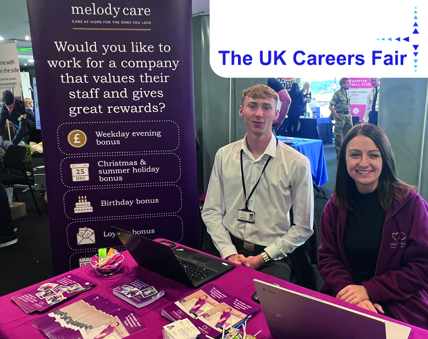 Lindsey and Jack attend The UK Careers Fair | Melody Care